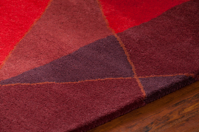 Daisa Hand-Tufted Contemporary Rug, Rectangular Red/Burgundy 7'9"x10'6 ...