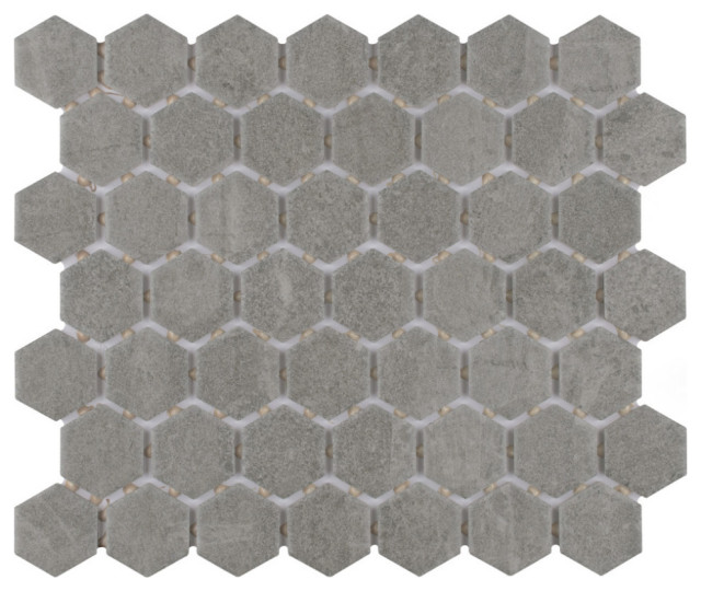 Liverpool Hex Light Grey Ceramic Mosaic Floor and Wall Tile, Sample ...