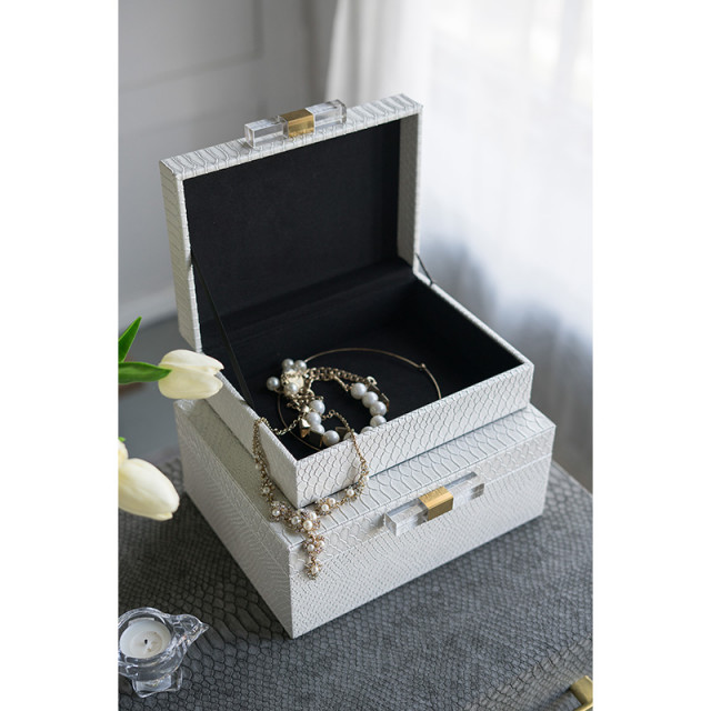 Snake Print Decorative Rectangular Boxes with Gold and Acrylic Handles ...