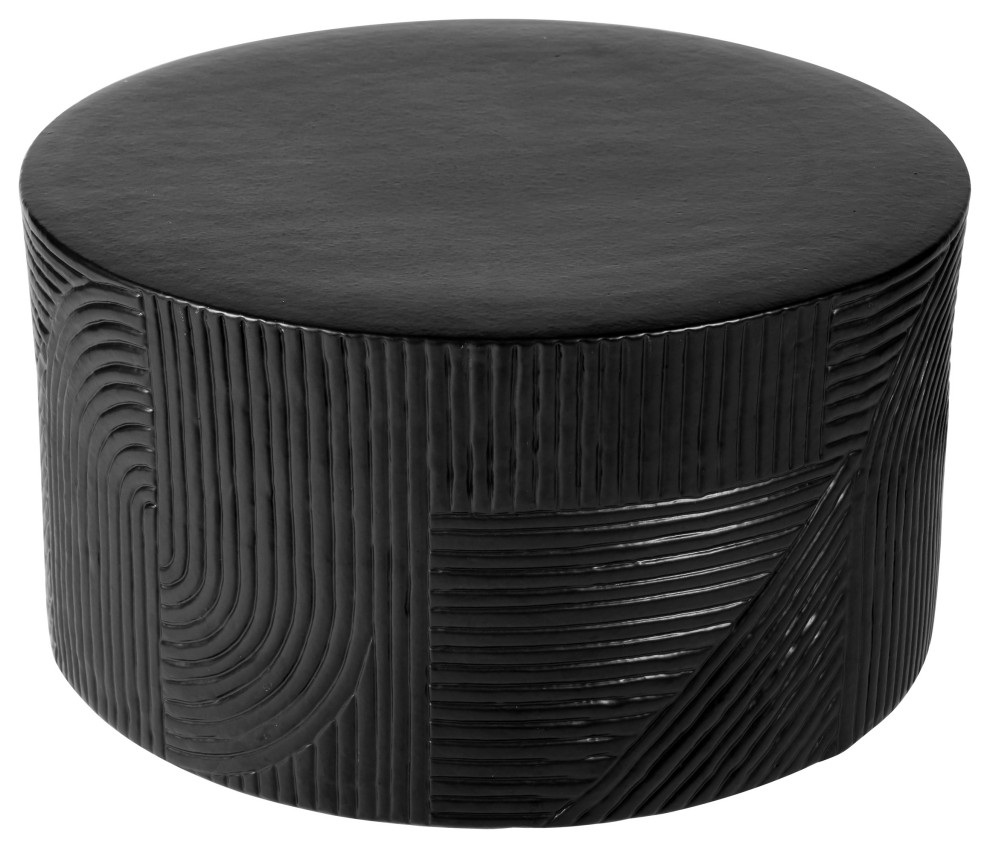 Serenity Textured Ceramic Round Accent Table - Transitional - Side ...