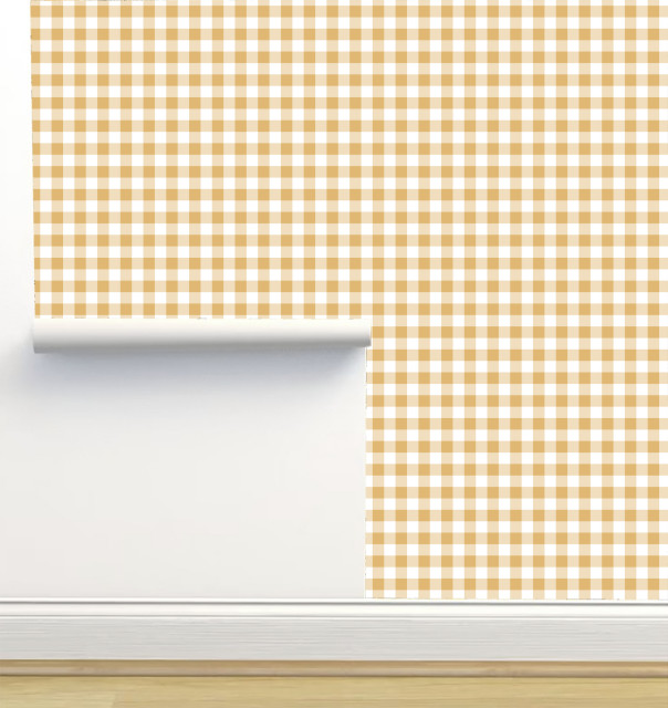 Gingham Honey Yellow Wallpaper by Erin Kendal, Sample 12"x8 ...