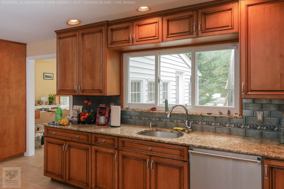 Large White Sliding Window in Gorgeous Kitchen - Renewal by Andersen NJ ...
