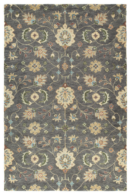 Kaleen Helena Collection Charcoal Background Beige Area Rug 10'x14 ...