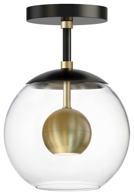 ET2 Lighting Nucleus 1-Light Flush Mount, Black/Aged Brass ...