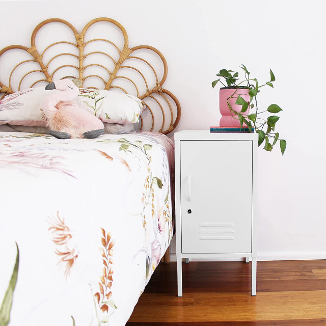 Locker End Table/Bedside Table with Metal Storage Cabinet ...