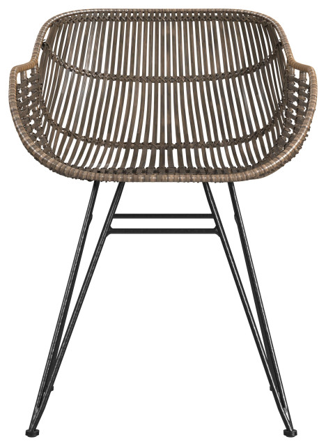 Boho Stylе Rattan Arm Dining Chair Dark Rattan Finish - Tropical ...