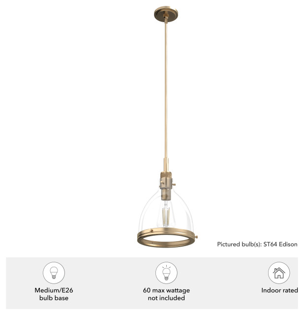 Hunter 10" Van Nuys 1-Light Pendant Ceiling Light Fixture ...