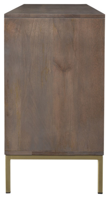 71" Abstract Pattern Carved Wood Sideboard With Drawers Art Deco ...