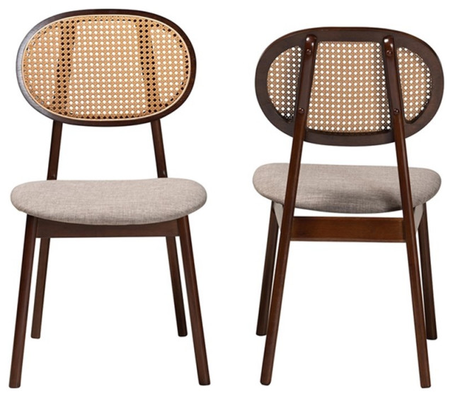 Baxton Studio Darrion Grey Fabric and Brown Wood 2-Piece Dining Chair ...
