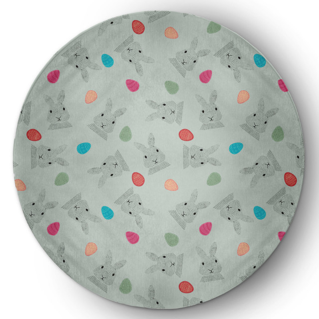 Bunnies and Eggs Easter Chenille Rug, 5' Round - Farmhouse - Area Rugs ...