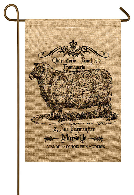 French Sheep Burlap Garden Flag - Farmhouse - Flags And Flagpoles - by ...