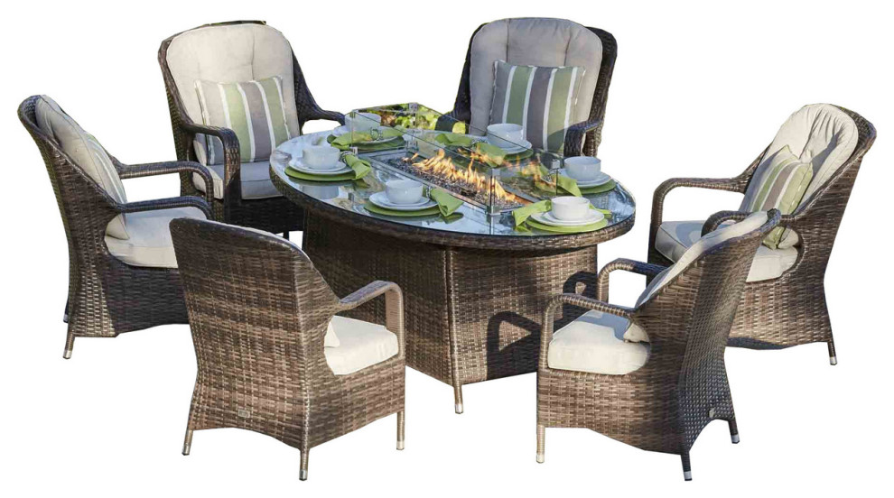 Direct Wicker 6 Seat Oval Fire Pit Dining Table With Eton Chair ...