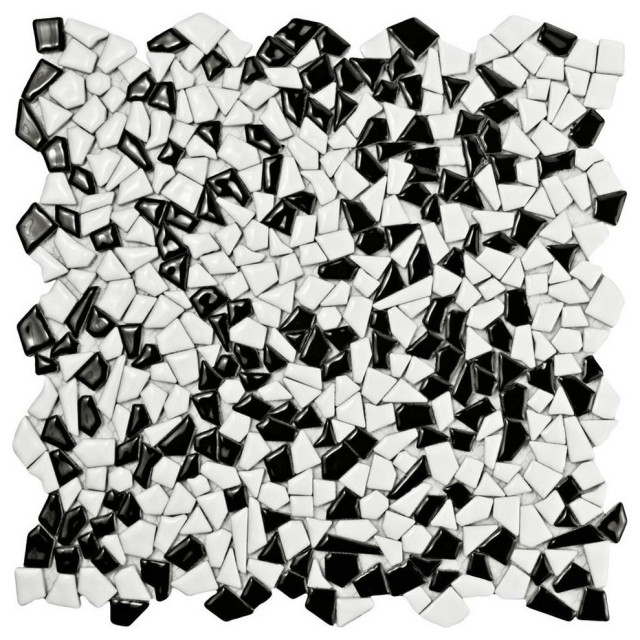 Jazz Ceramic Mosaic Floor and Wall Tile, Black/White, Sample ...