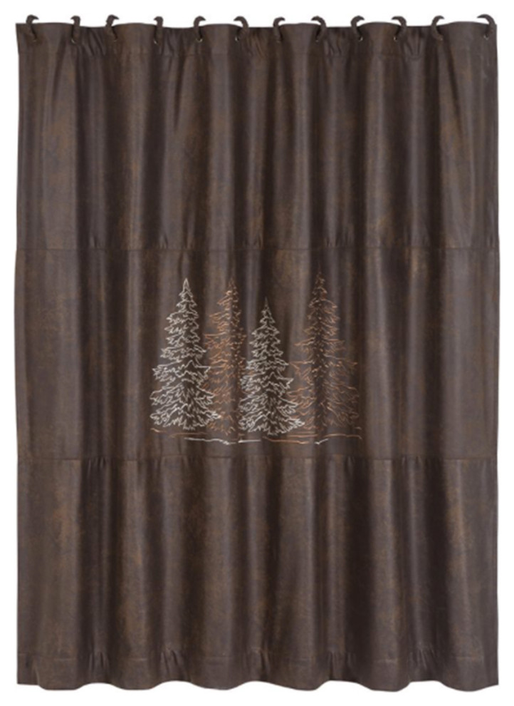 Clearwater Pines Chocolate Shower Curtain, 72"x72", 1 Piece - Rustic ...