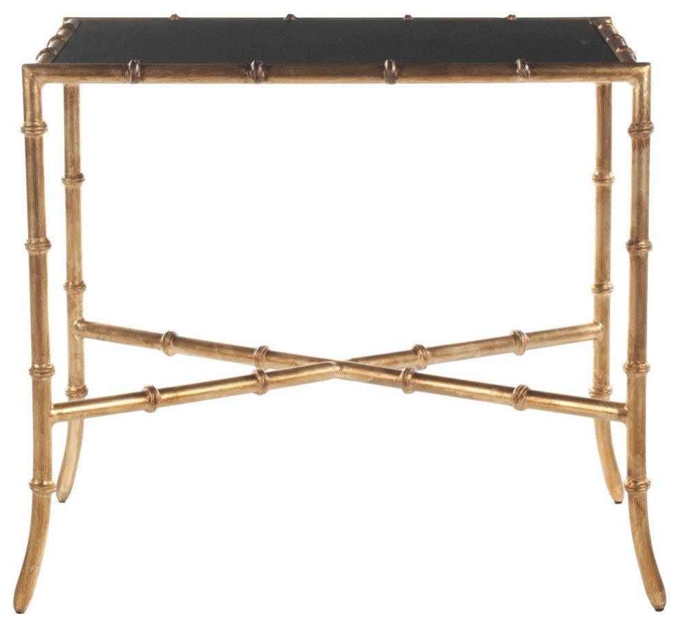 Joseph Gold Cross Base Accent Table, Black/Matte Gold - Asian - Side ...