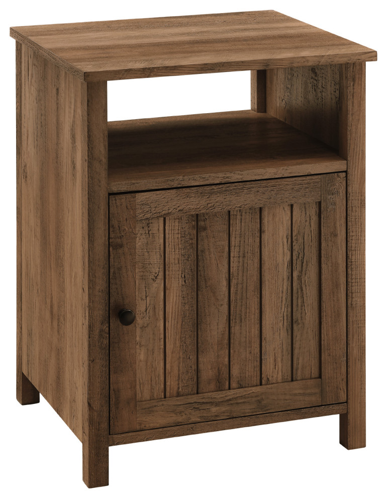 18" Grooved Door Side Table, Reclaimed Barnwood - Transitional - Side ...