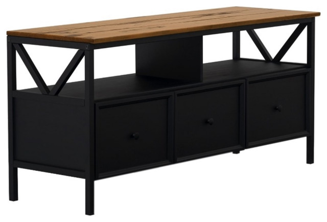 60" Distressed 3-Drawer Solid Wood TV Console - Reclaimed Barnwood ...