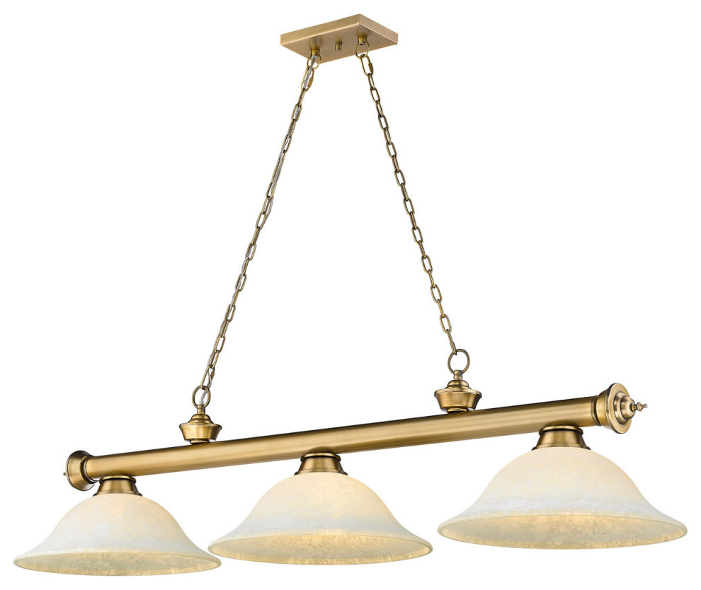 Cordon 3-Light Linear Pendant Light In Rubbed Brass - Transitional ...