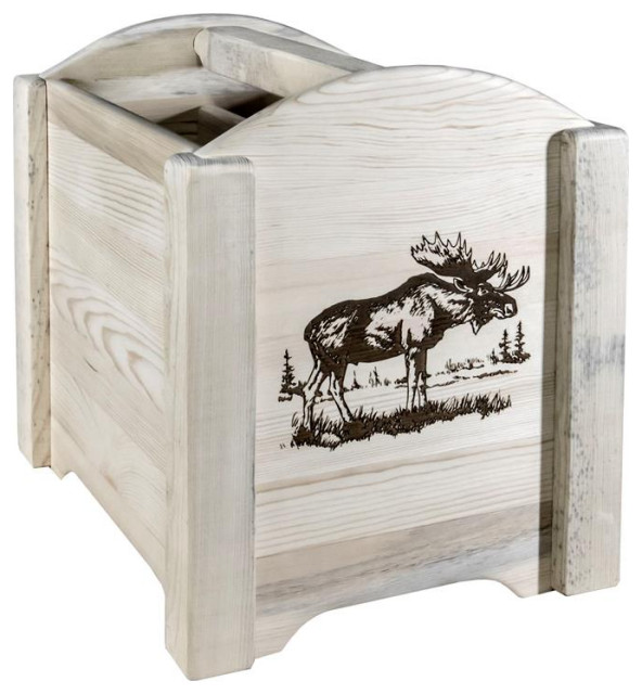 Montana Woodworks Homestead Wood Magazine Rack with Moose Design in ...