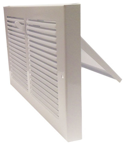 White Baseboard Register With Plate Damper, 10"x8" - Contemporary ...