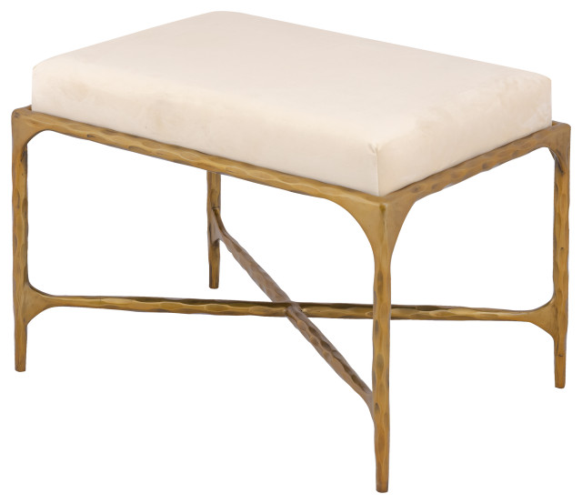 Seville Short Bench Brass With Bone Velvet - Contemporary - Vanity ...