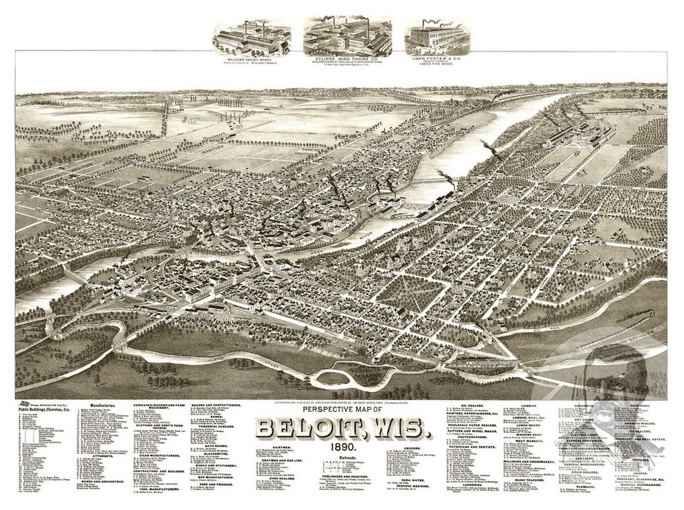 Old Map of Beloit Wisconsin 1890, Vintage Map Art Print, 18"x24 ...