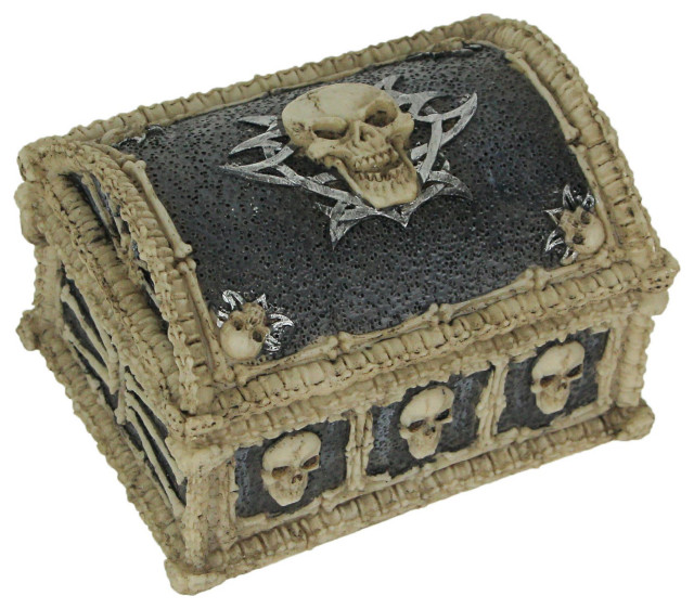 Resin Skull Treasure Chest Trinket Box Decorative Skeleton Jewelry ...
