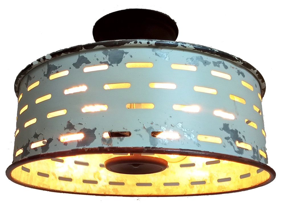 Rustic Galvanized Ceiling Light Farmhouse Fixture - Farmhouse - Flush ...