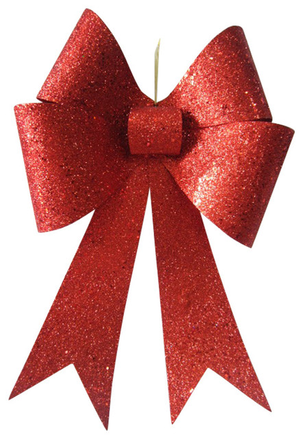18" PVC Bow-Red Glitter - Contemporary - Christmas Ornaments - by ...