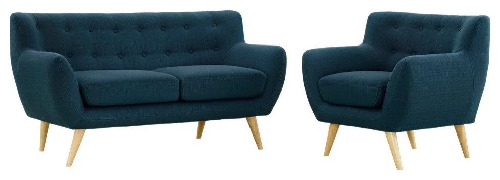 Marcy Azure 2 Piece Living Room Set - Midcentury - Living Room ...
