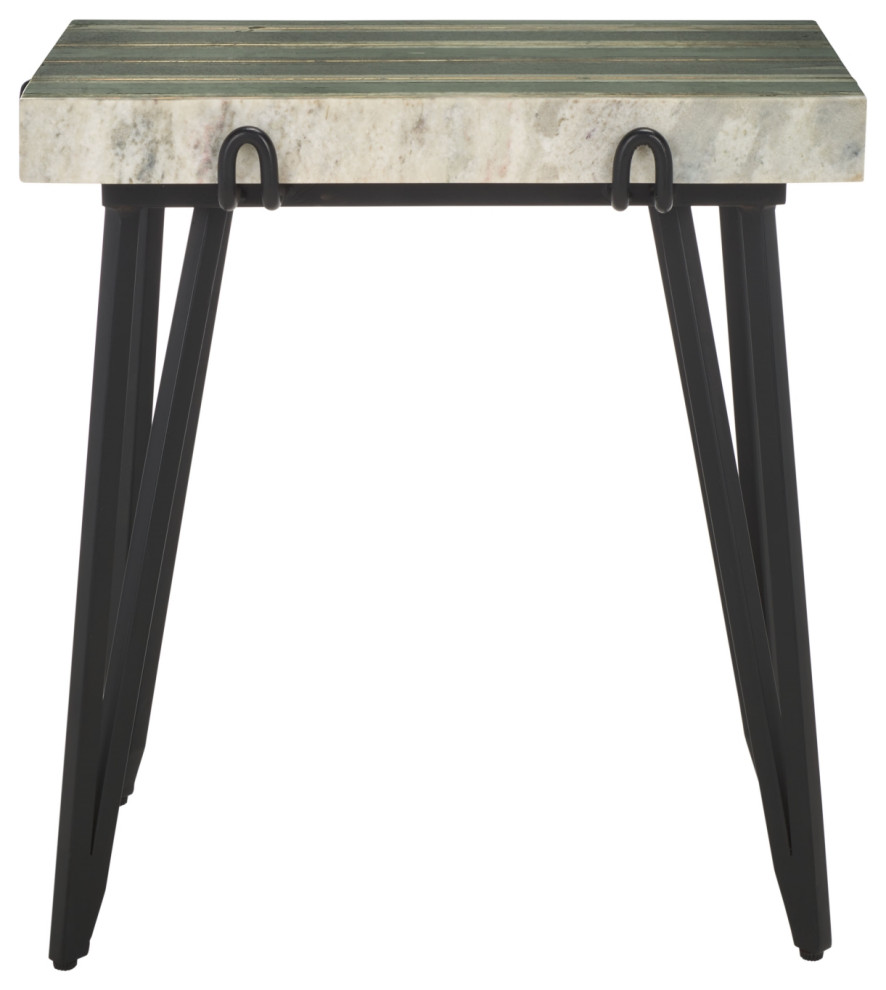 Safavieh Marlin Marble Side Table, Multi Marble/Black - Transitional - Side Tables And End ...
