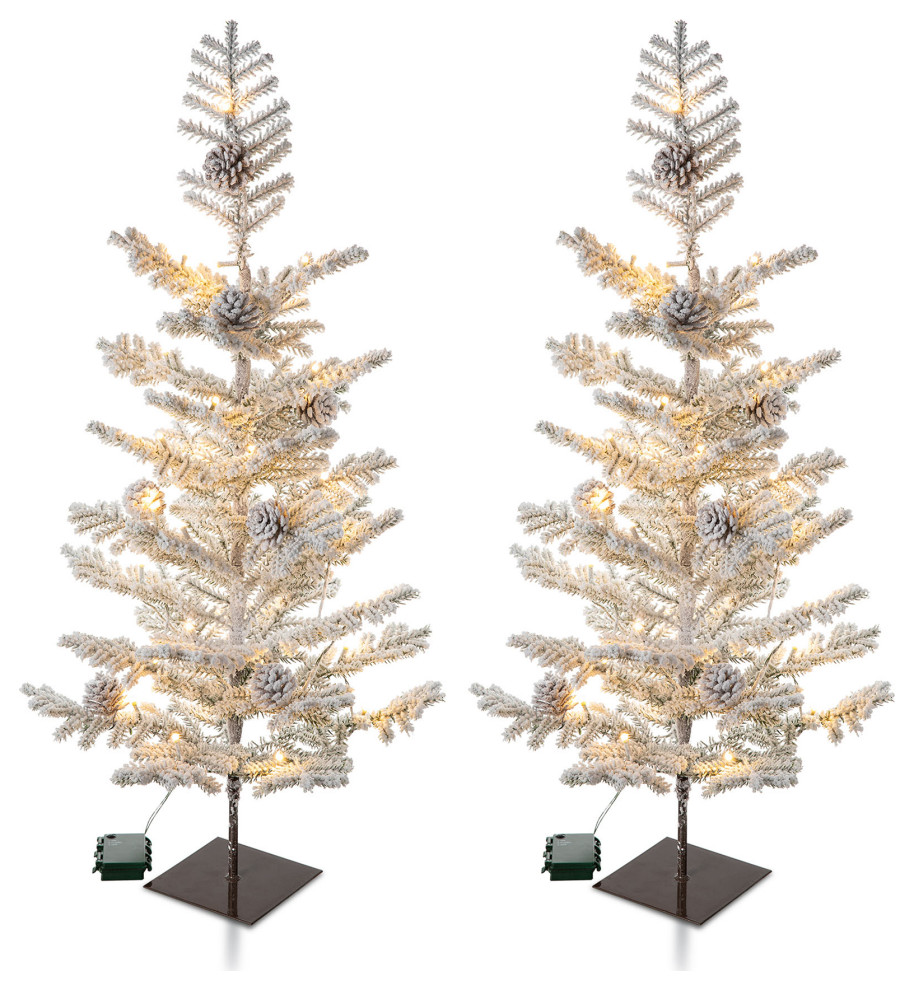 2-Pack 3' Pre-Lit Christmas Table Tree With 35 Warm White Lights with ...