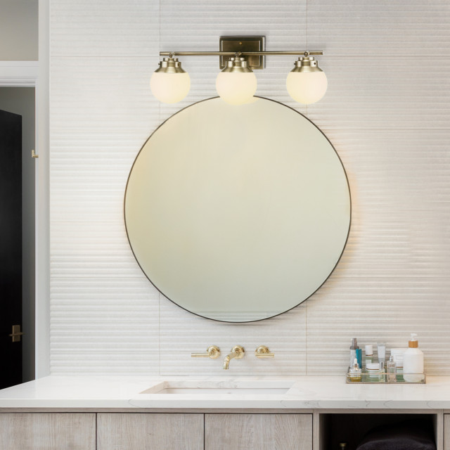 3-Light Antique Brass Track Lighting with Frosted Glass Shades ...