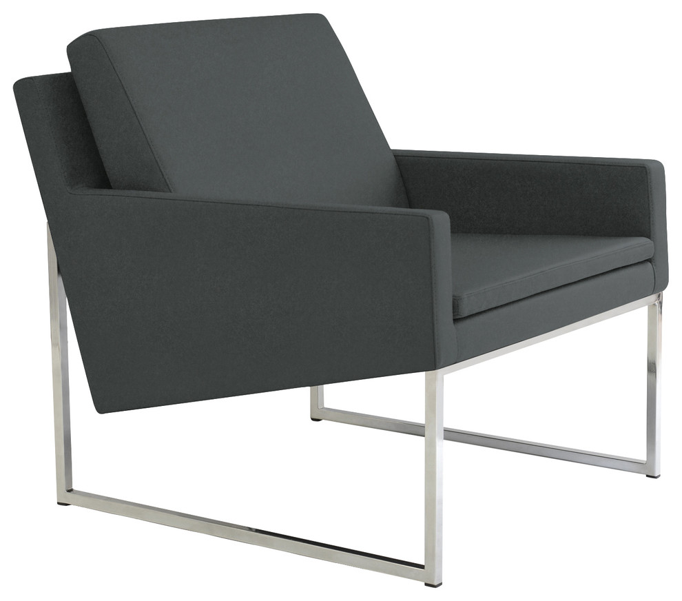 Nova Chrome Chair, Chrome Plated Steel Tubes Base, Dark Gray Camira ...