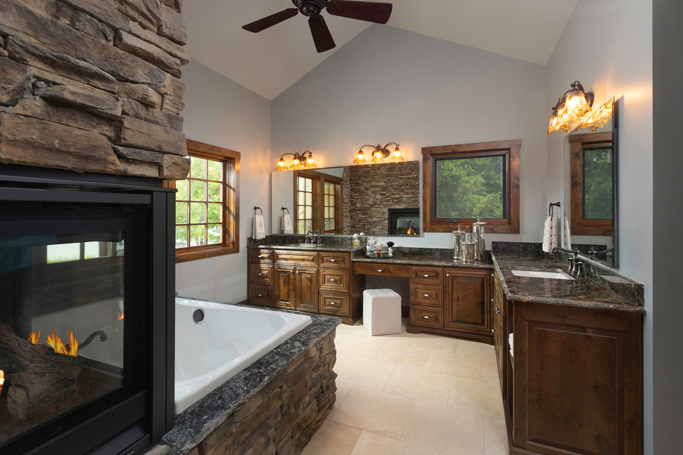 Mountain Style Timber Frame Luxury Home Master Bath - Cedar Creek ...