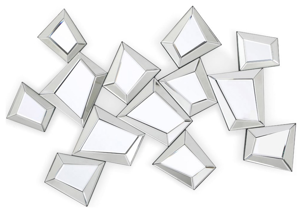 44" Bryder Mirror Unique Asymettrical Design Black Backing Dual Hanging ...