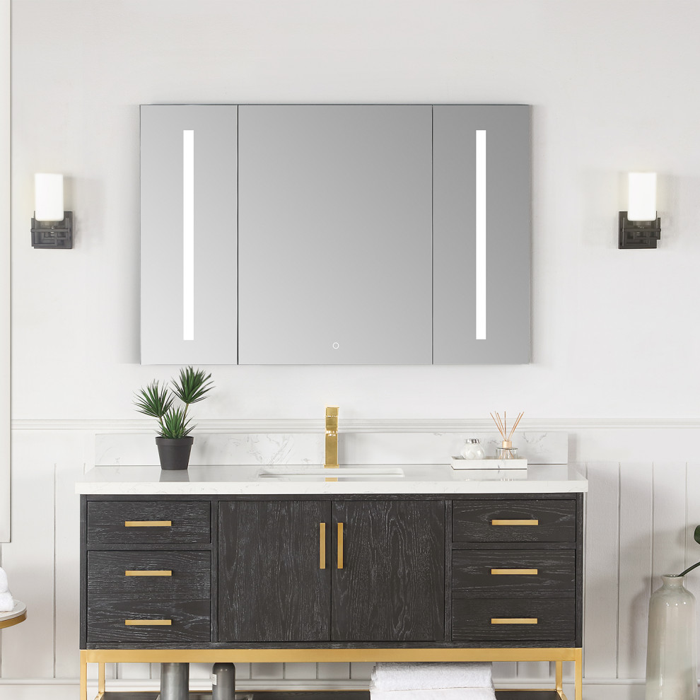 Catola Frameless Surface-Mount/Recessed LED Lighted Medicine Cabinet, 48" - Modern - Medicine ...