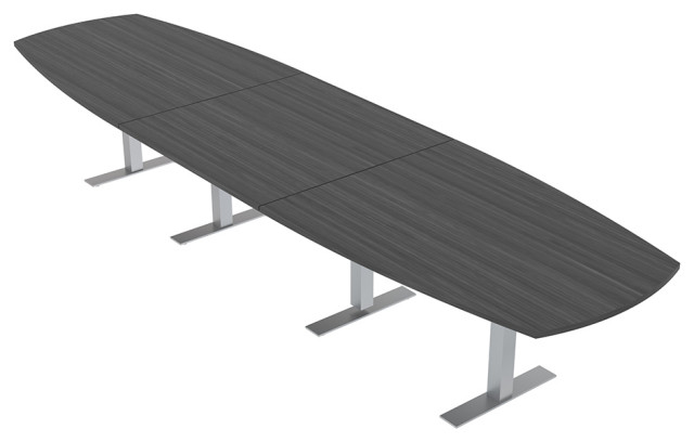 16 Person Arc Boat Modular Powered Conference Table Metal T-Bases, X ...