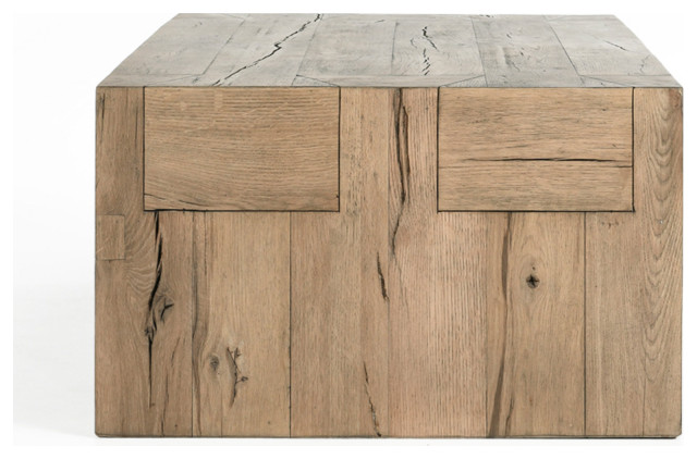 60" Reclaimed Oak Rectangular Coffee Table - Industrial - Coffee Tables ...