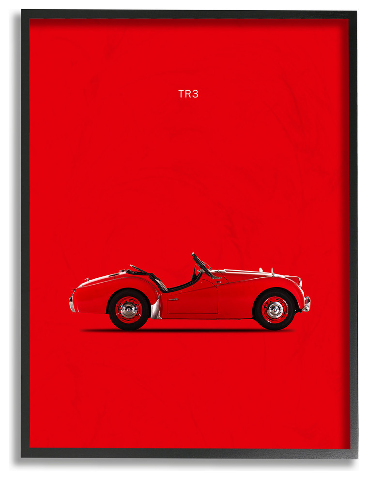 Minimal Bright Bold and Shiny TR3 Red Car Poster Framed Giclee, 16"x20 ...