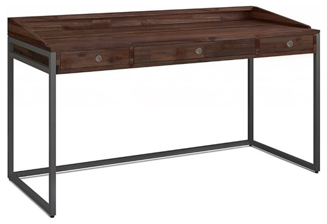 Atlin Designs 60" Industrial 2-Drawer Wood Computer Desk in Charcoal ...