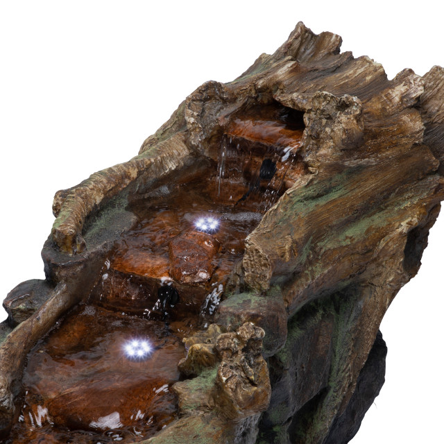 Rainforest River Rapids Fountain With LED Lights - Rustic - Outdoor ...