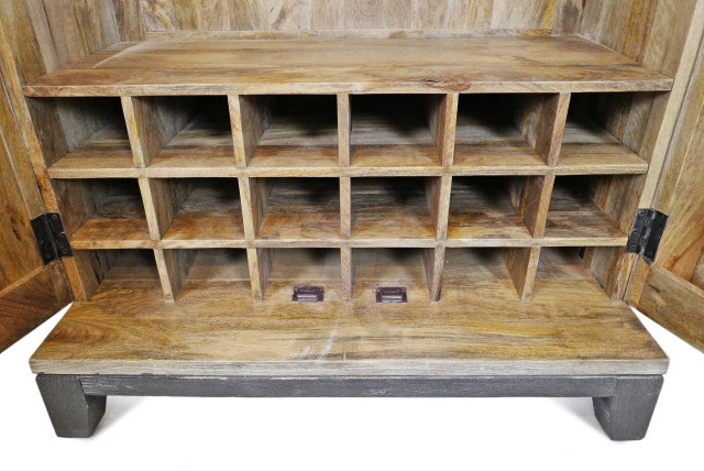 Washed Medallion Bar Cabinet - Farmhouse - Wine And Bar Cabinets - by ...