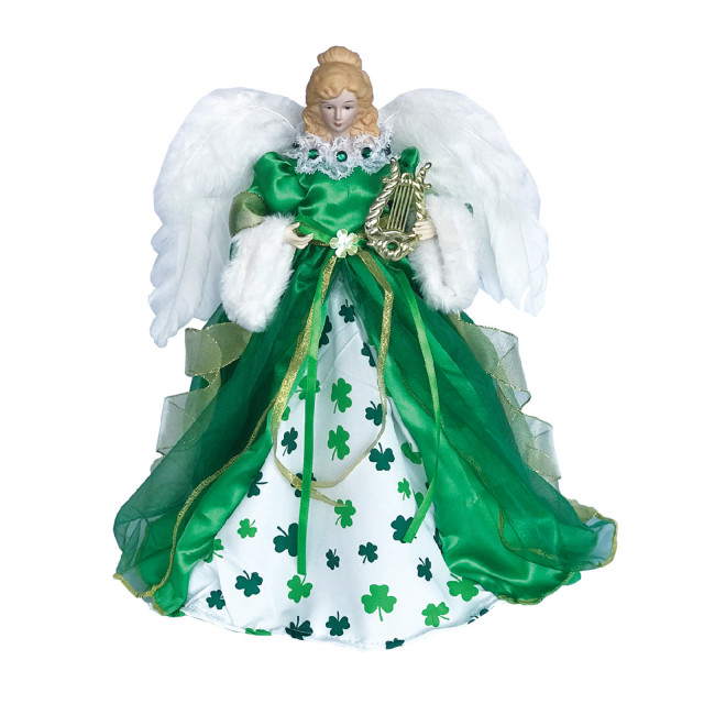 15" Shamrock Angel Tree Topper - Holiday Accents And Figurines - by ...