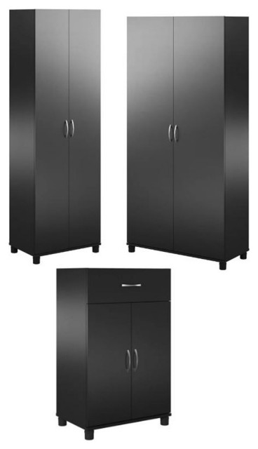 Home Square 3-Piece Set with 24" 36" Storage Cabinet and Base Storage ...
