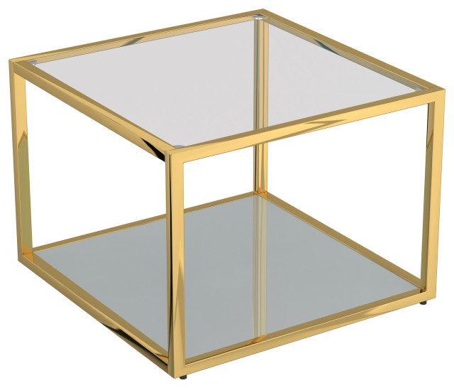 Contemporary Metal and Glass Small Square Coffee Table - Contemporary ...