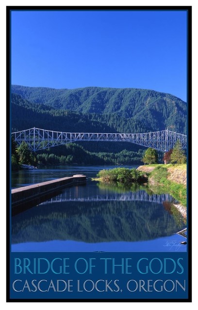 Ike Leahy Bridge of the Gods Over the Columbia River Art Print, 12"x18 ...
