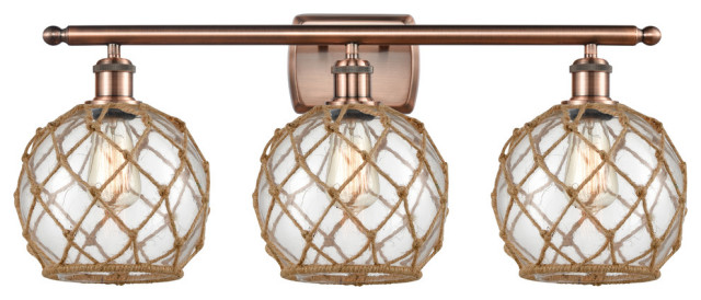 Farmhouse Rope 3 Light Bath Vanity Light - Beach Style - Bathroom ...