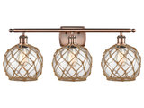 Farmhouse Rope 3 Light Bath Vanity Light - Beach Style - Bathroom ...