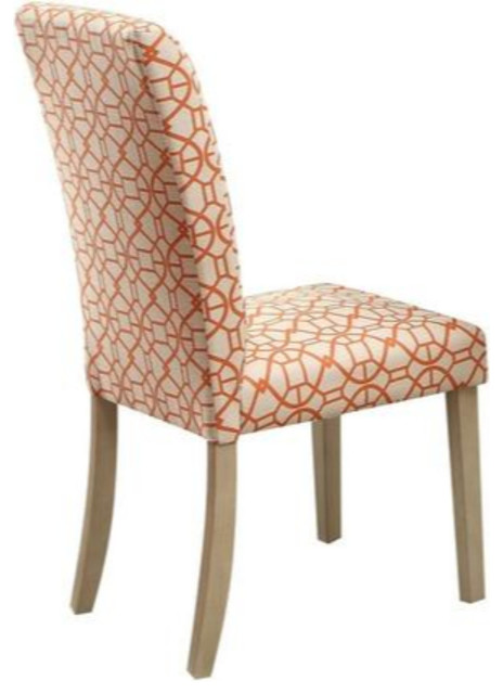 Fabric Upholstered Wooden Side Chair Set Of 2 Orange And Brown